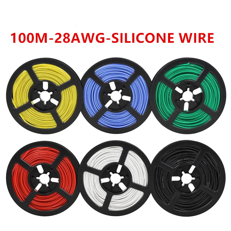 100m/lot 328ft 28awg Flexible Silicone Wire Cable Wires Rc Cable Copper ...