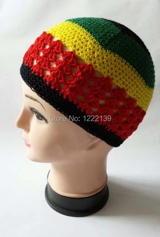 NEW Net Rasta Handmade Crochet KUFI Jamaica Colors Beanie Hat Knitted ...