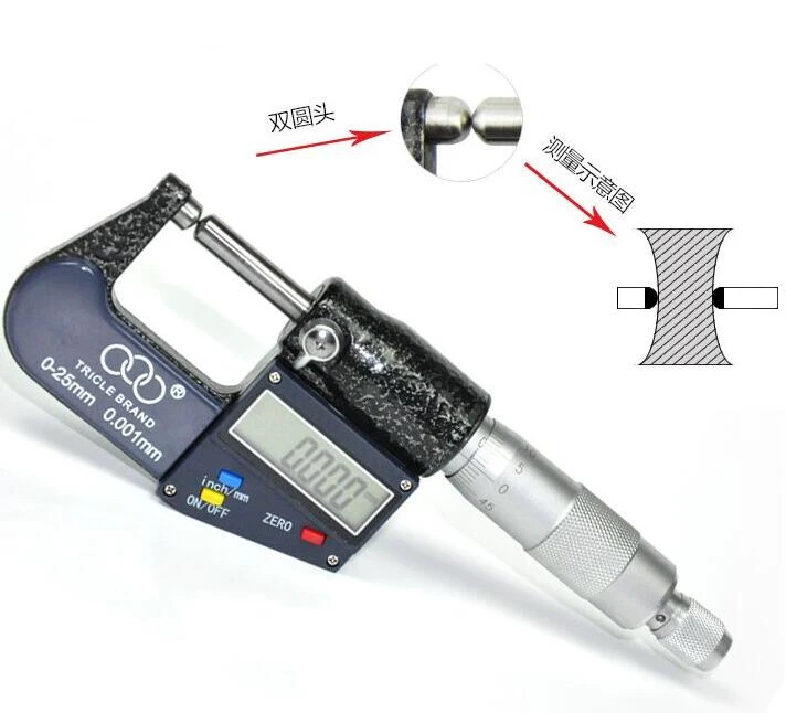 Free Shipping Inch/mm 0-1" (0-25mm) 3-key Roundnose Digital Display ...