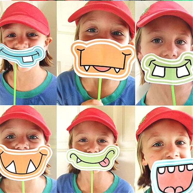 6Pc Photobooth Props Kids Toys Party Favors Funny Mustache Paper Photo ...