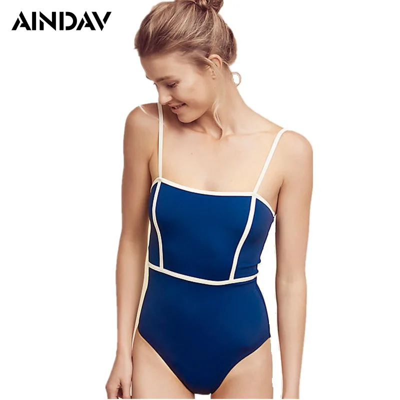 Aindav New Push Up One Piece Swimsuit Women Bathing Suits Vintage
