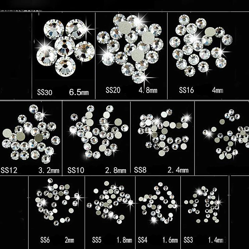 Yanruo New 3d Nail Art Decorations 2000nohf Mix Crystal Clear Shinning ...