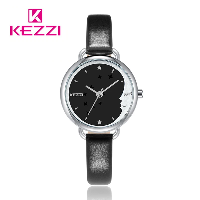 KEZZI Reloj de pulsera de cuero para mujer, cronógrafo de cuarzo ...