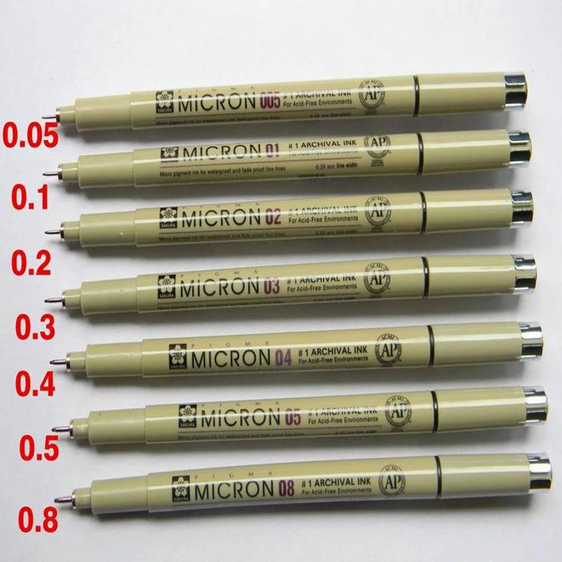 7 unids/8 unids/9 unids nuevo popular Sakura pigma Micron dibujo aguja para dibujo sketch ...