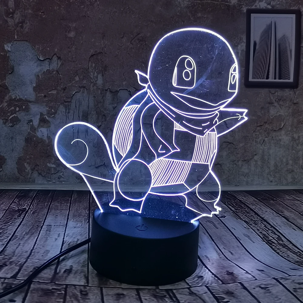 Dropship Pokemon Squirtle 3D LED Night Light RGB 7 Color Cartoon Baby ...