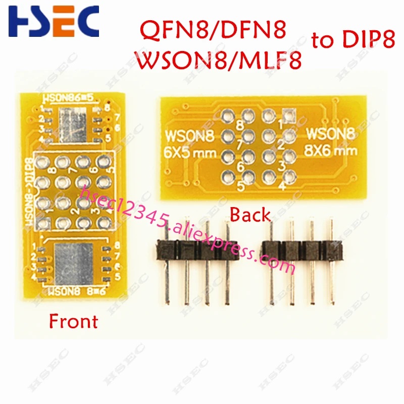 Adaptador de enchufe QFN8 a DIP8, WSON8, DFN8, MLF8, QFN8, para 25xxx ...