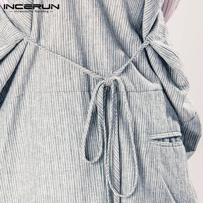 INCERUN, полосатый мужской женский комбинезон, штаны на лямках с ...