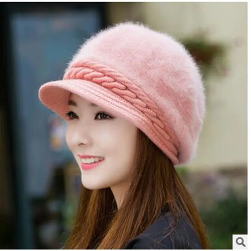 Winter new winter hats for women pearl rabbit hat pure color cap winter ...