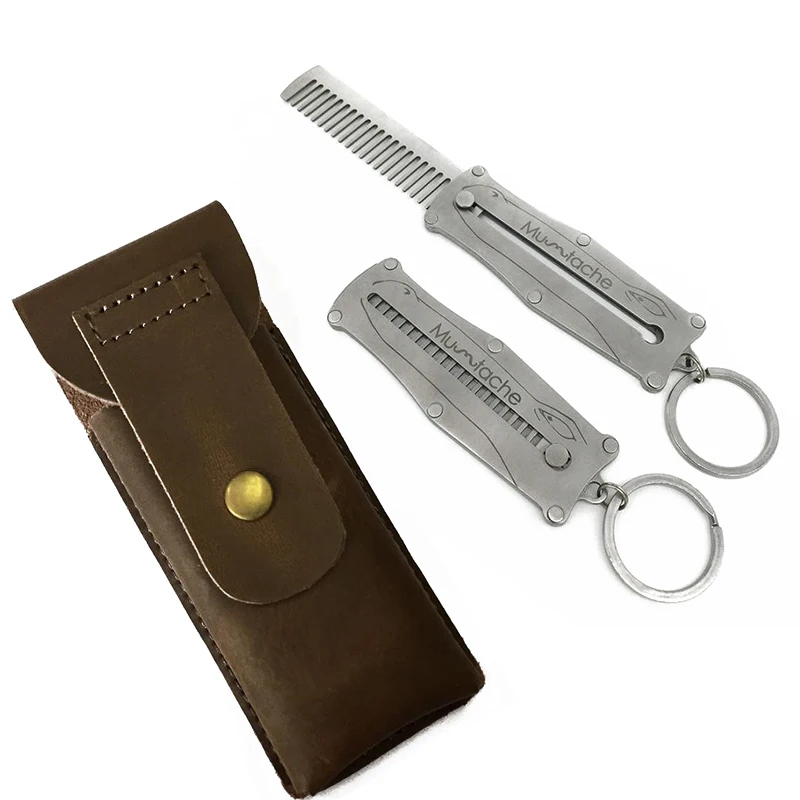 M 15 Stretch Comb Stainless Steel With Press Button Beard Pocket Metal ...