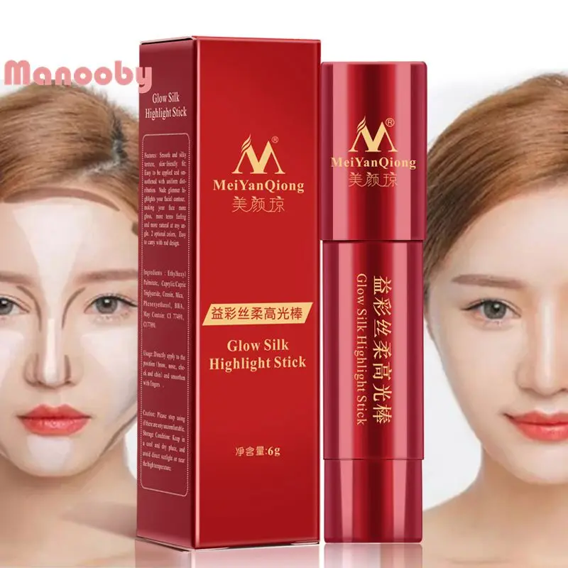 핫 세일 실크 하이라이트 스틱 컨투어링 메이크업 쉬머와 샤인 브론저 하이 라이터 화장품 방수 페이스 스틱 글로우 세트브론저