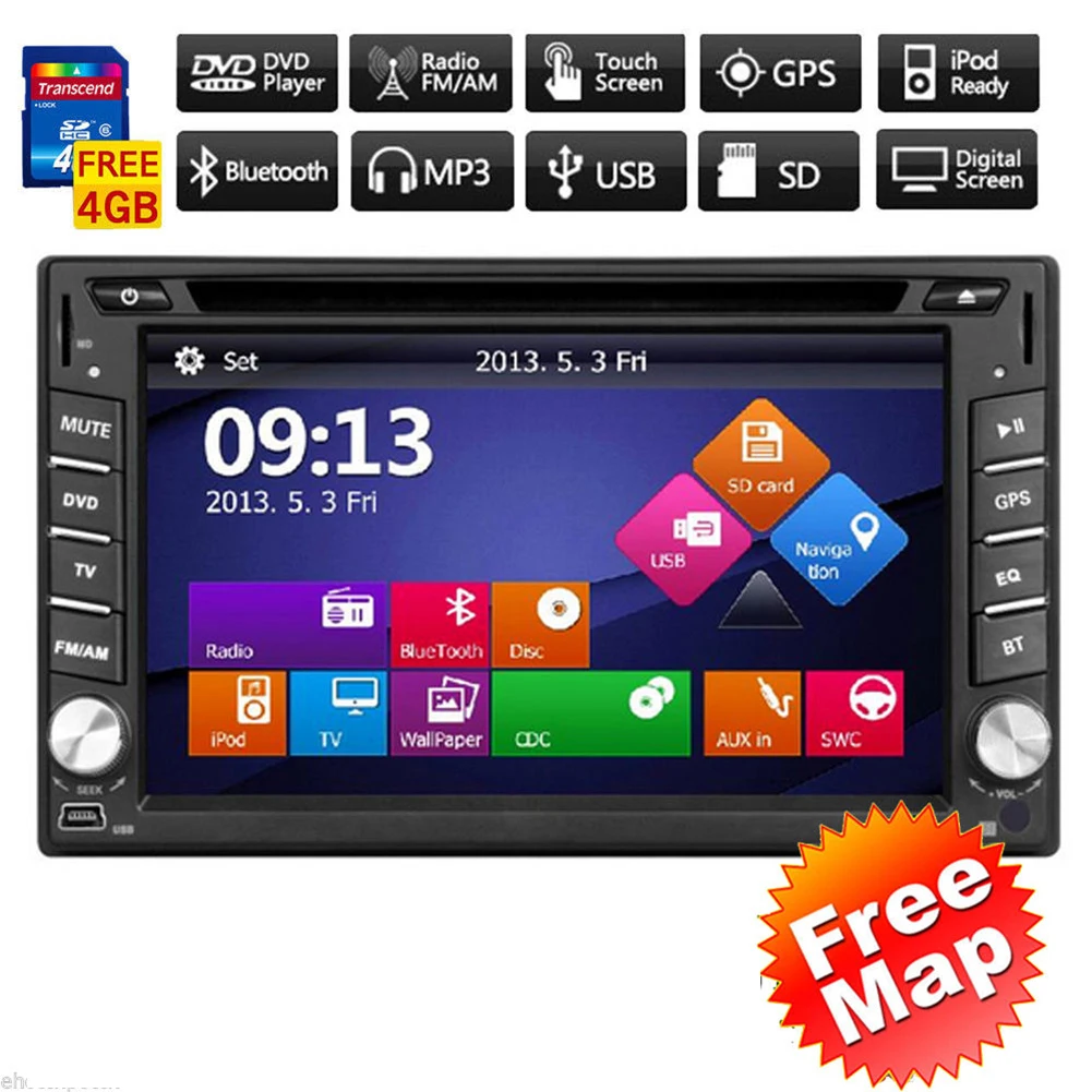 8gb Map Card + Double Din Car Stereo With Gps Navigation 6.2'' Hd ...