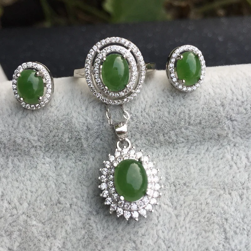 KJJEAXCMY joyería exquisita para niña, conjunto de joyería de jade ...