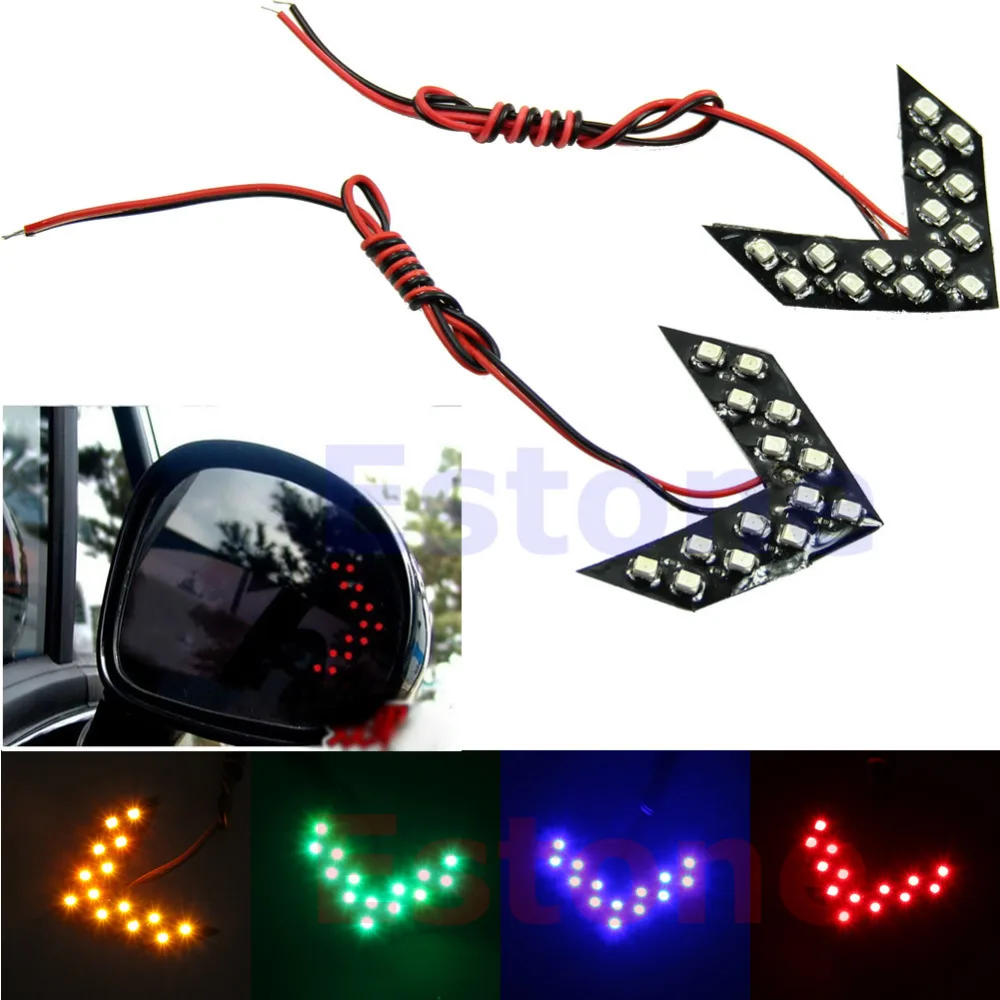 W110Free Shipping 1PC 14 SMD LED Arrow Panels Light Car Side Mirror ...