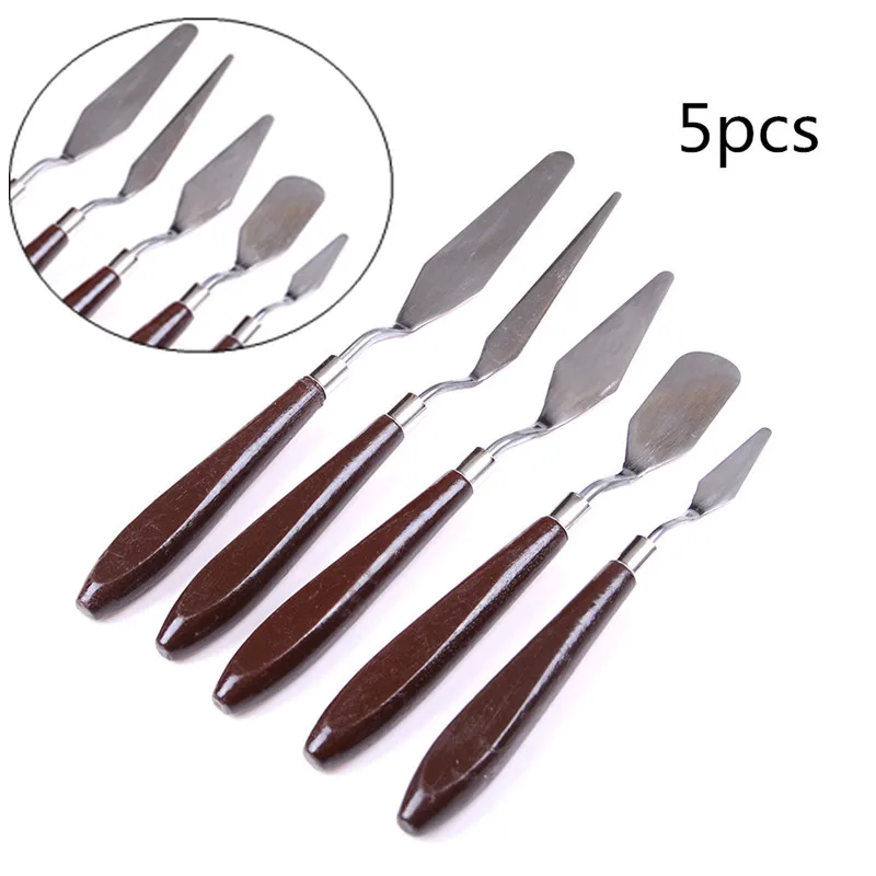 Espátula de acero inoxidable con mango de madera para pintura al óleo ...