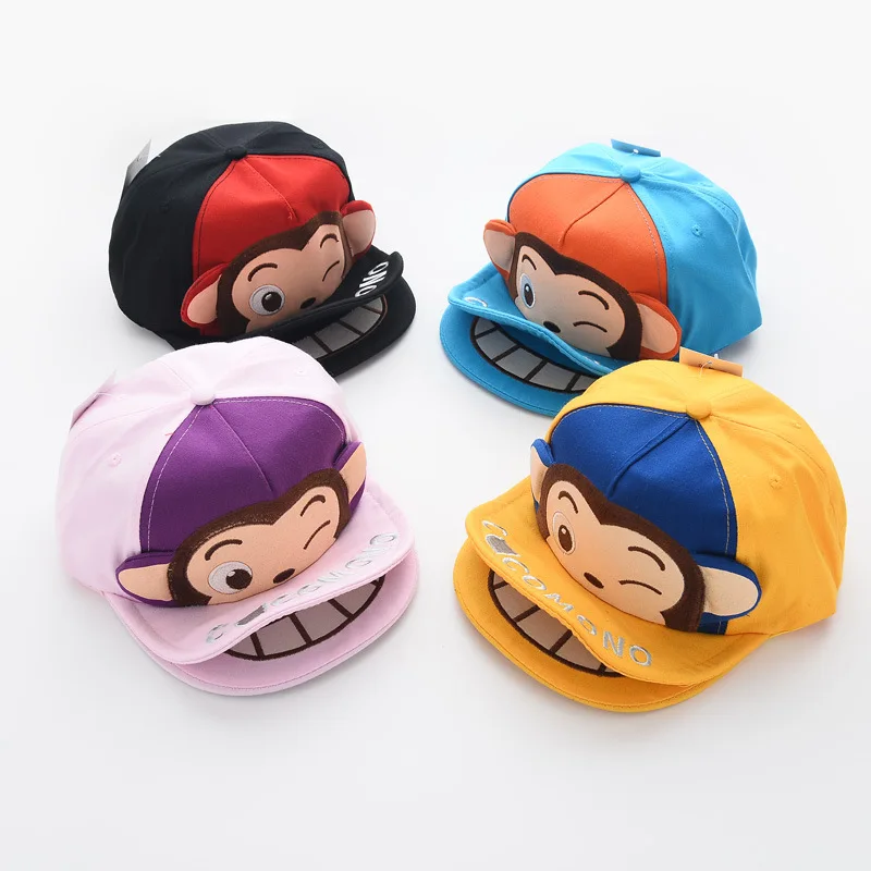 Baby cartoon monkey hat cap children's baseball cap double eaves boy ...