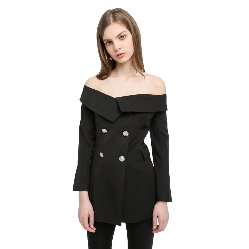 2017 Ladies Jackets Sexy Off Shoulder Coat Women Autumn Casual Slash ...