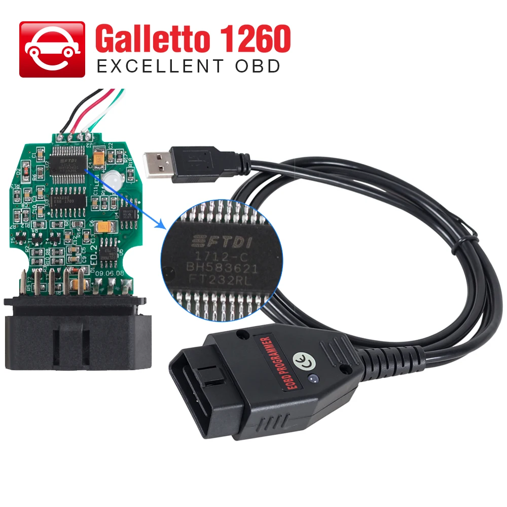 Galletto 1260 ECU Chip Tuning Tool EOBD with FTDI FT232RL Chip OBD2 ...