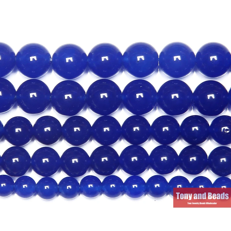 Tonyandbeads Smooth Natural Stone Dark Blue Jade Loose Beads 6 8 10 Mm Pick Size For Jewelry ...