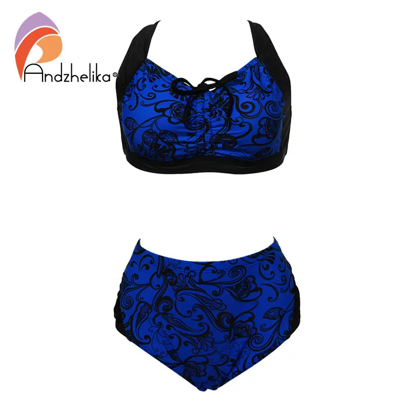 Andzhelika Plus Size Swimsuit Women New Print Bikinis Set Padded Sexy