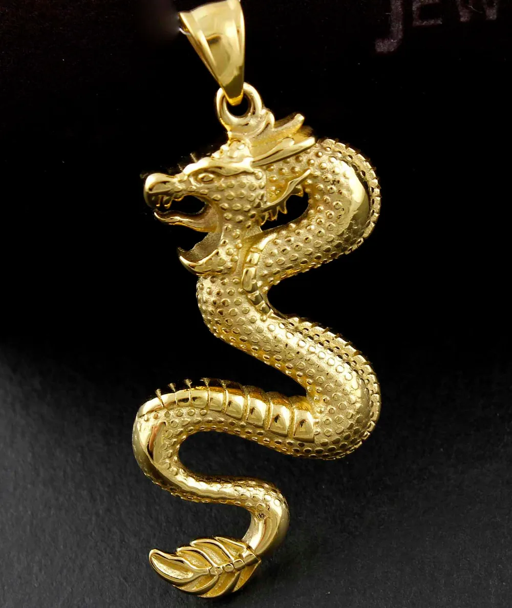man Charm Stainless Steel Gold Color Chinese Loong Dragon Pendant ...