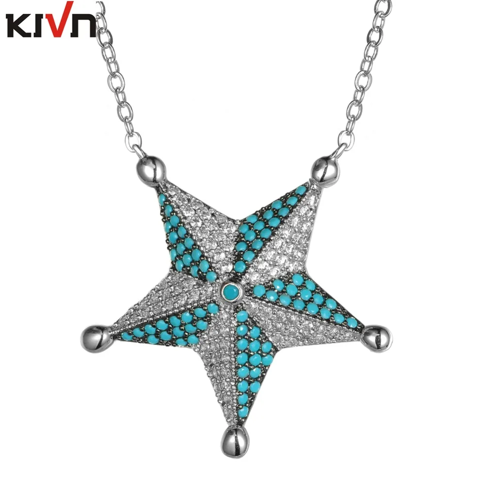 Womens Fashion Jewelry Stars Cubic Zirconia Bridal Wedding Pendant ...