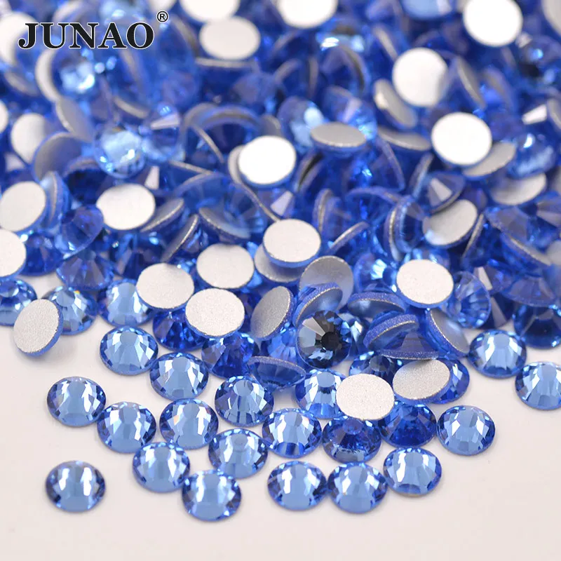 JUNAO SS 6 8 10 16 20 30 Light Blue Glass Crystals Nail Rhinestones ...