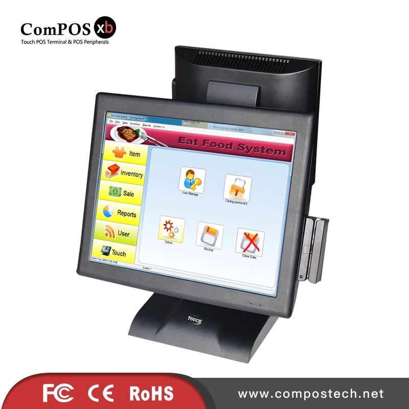 15 inch touch POS machine touch pos system dual screen pos|machine ...