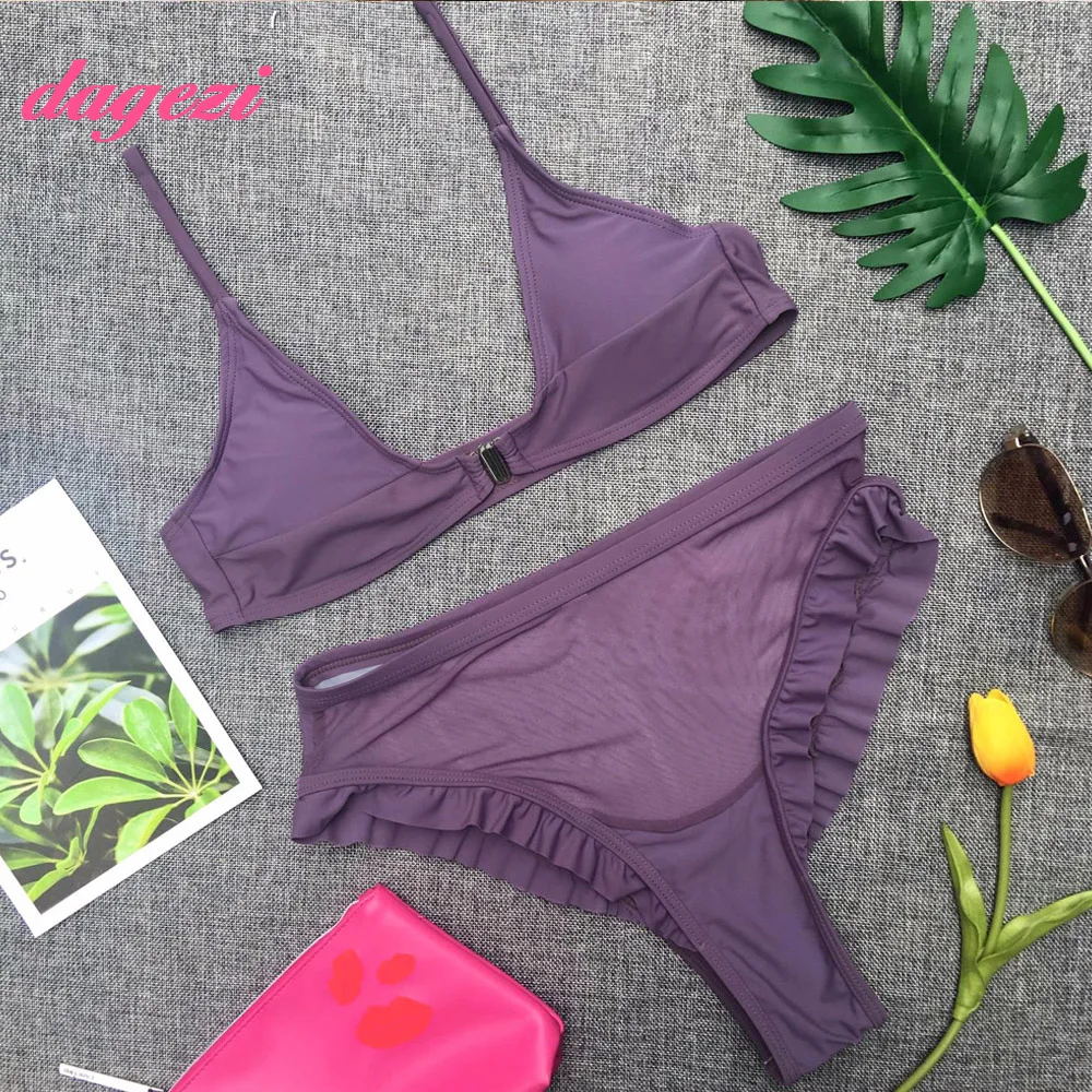 Women Lace Triangle Bikinis Sexy Brazilian Cut Tanga Swimsuit High ...