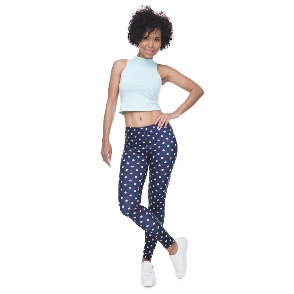 Women Legins Mandala Ombre Blue Printing Legging Fashion Casual High