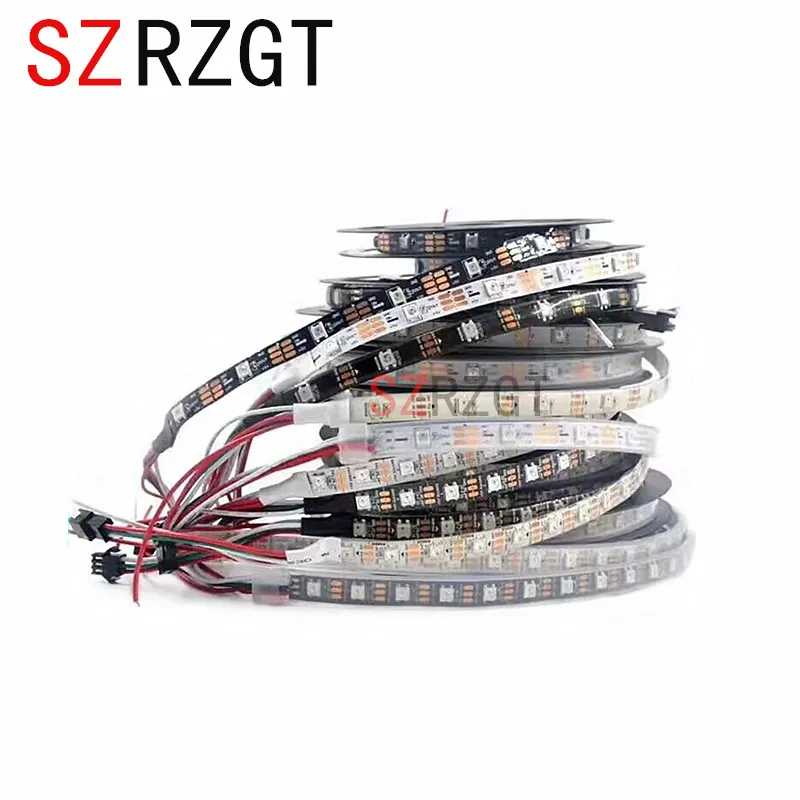 WS2812b 1m/5m 30/60/144leds/m 2812 led strip IP30/IP67 Waterproof Black ...