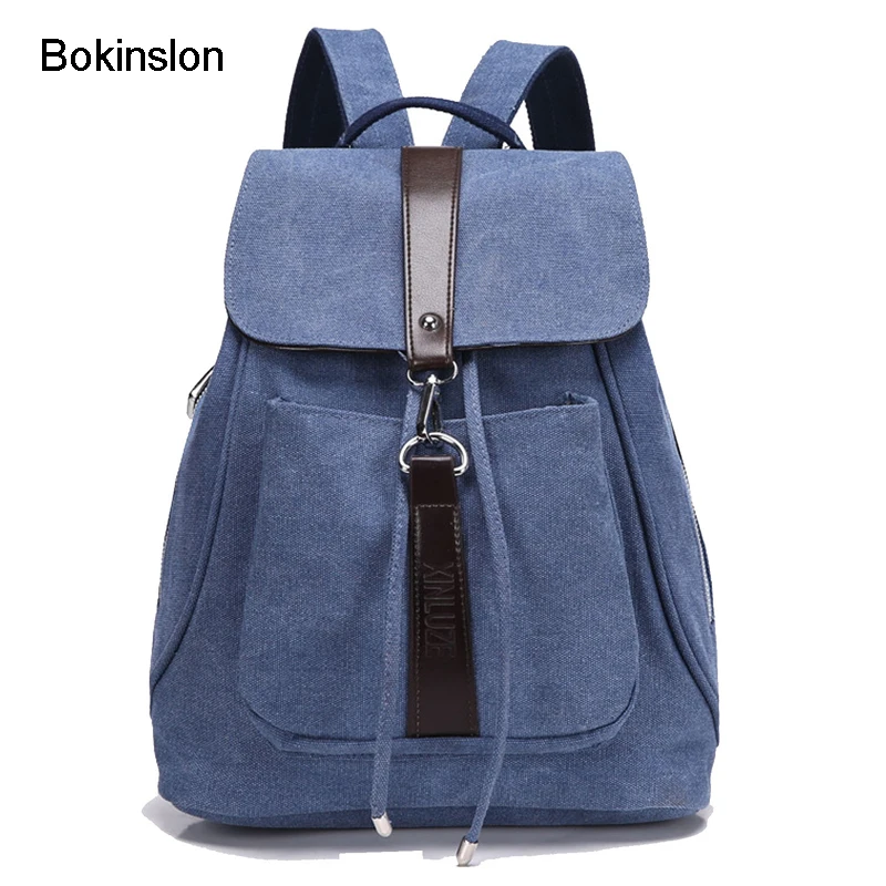 Bokinslon Canvas Women's Backpack Fashion Casual Backpack Girl ...