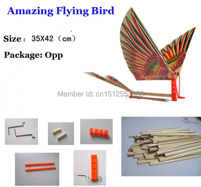 5pcs/lot New lucky flying birds Fly Bird Elastic Rubber Band Power ...