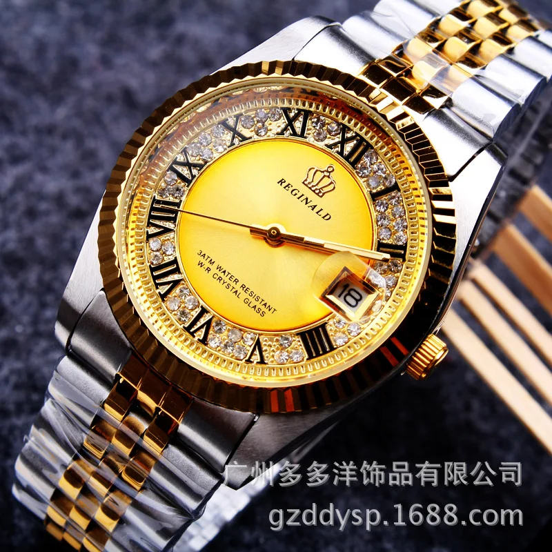 Luxury Brand Reginald Men Wrist Watch Golden Top Quartz Fashion Watch ...