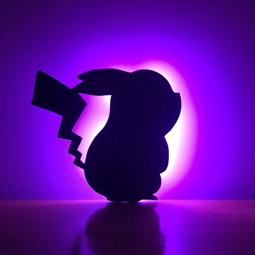 Pokemon Pikachu figura Lampara pared noche luz proyección sombra ...
