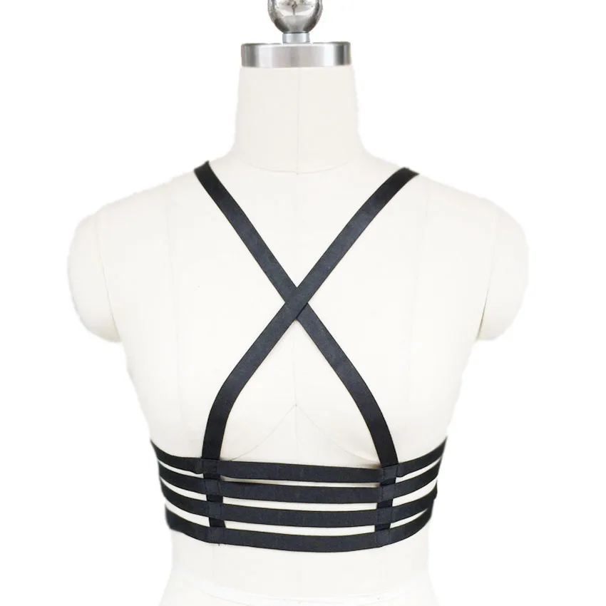 Women Black Sexy Cage Bra Body Harness Bondage Gothic Style Cage ...