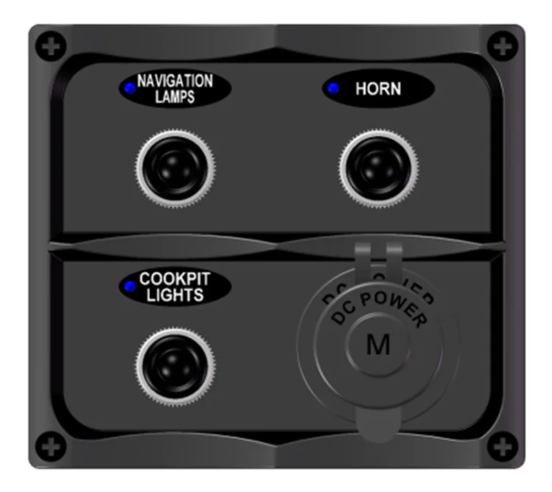 Marine Grade Boat 3 Way Toggle Switch Panel With Merit DIN/HELLA Power ...