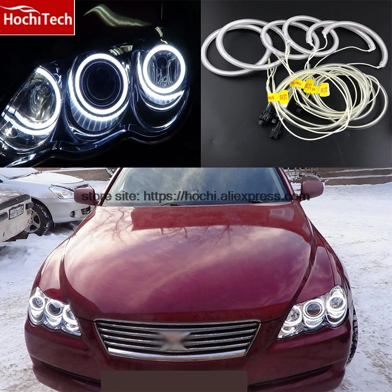 HochiTech 6pcs WHITE 6000K CCFL Headlight Halo Angel Demon Eyes Kit ...