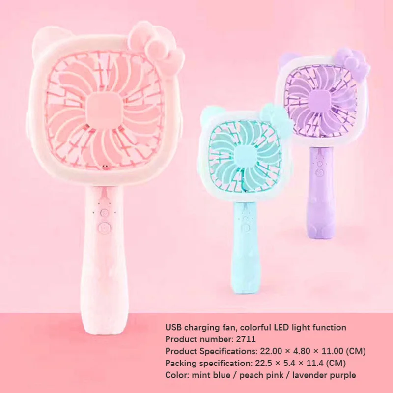 Kt Cat Usb Charging Fan Creative Cartoon Handheld Portable Led ...