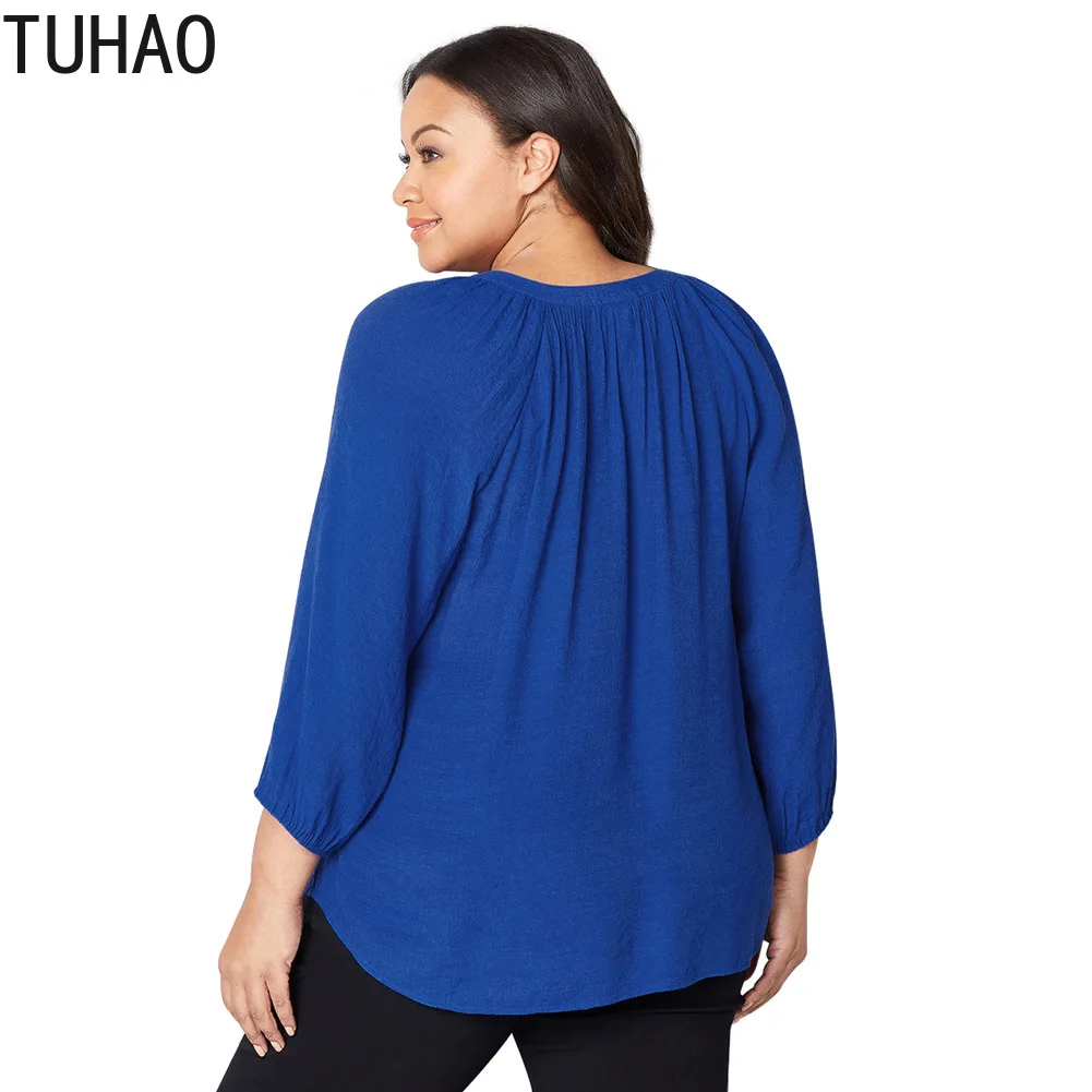 TUHAO, белые, синие блузки для женщин, плюс размер, 5XL, 4XL, 3XL ...