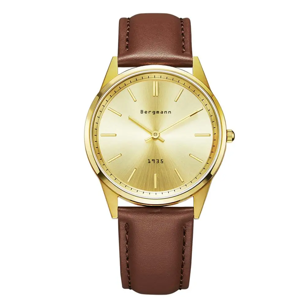 German Brand Bergmann Bauhaus Style Vintage Watch Men Gold Quartz ...