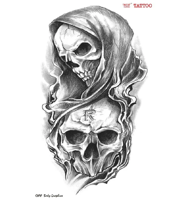 Grim Reaper With Skulls Tattoo