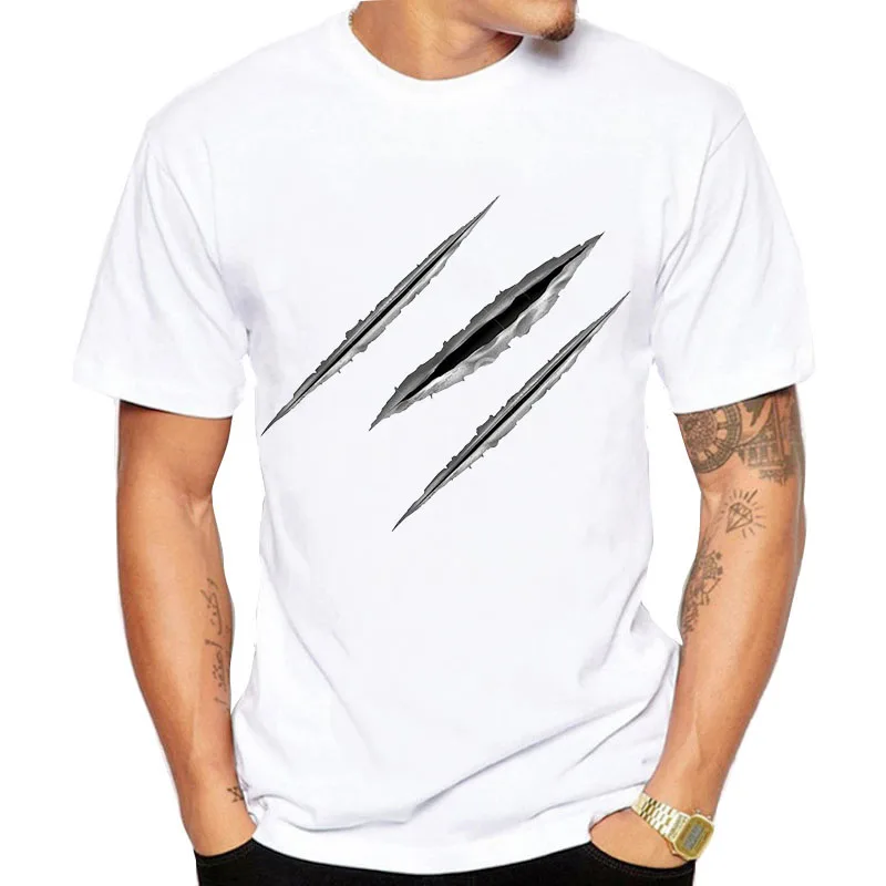 Scratches Print Funny Tshirt Men Streetwear Fashion T shirt Male Plus ...