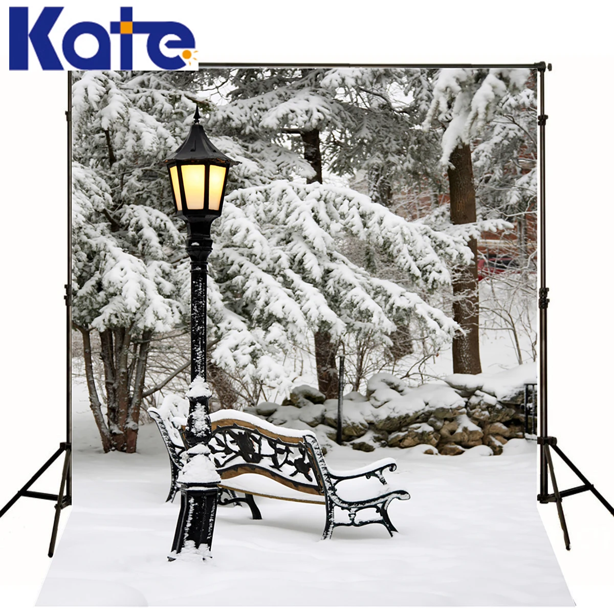 Kate Photography Background Chair Lighting Backdrop Scenery Snow Tree