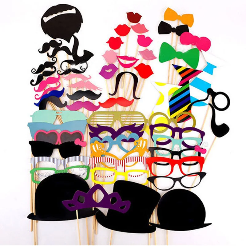 CCINEE 58 PCS Photo Booth DIY Photo Booth Props Hat Glasses Mustache ...