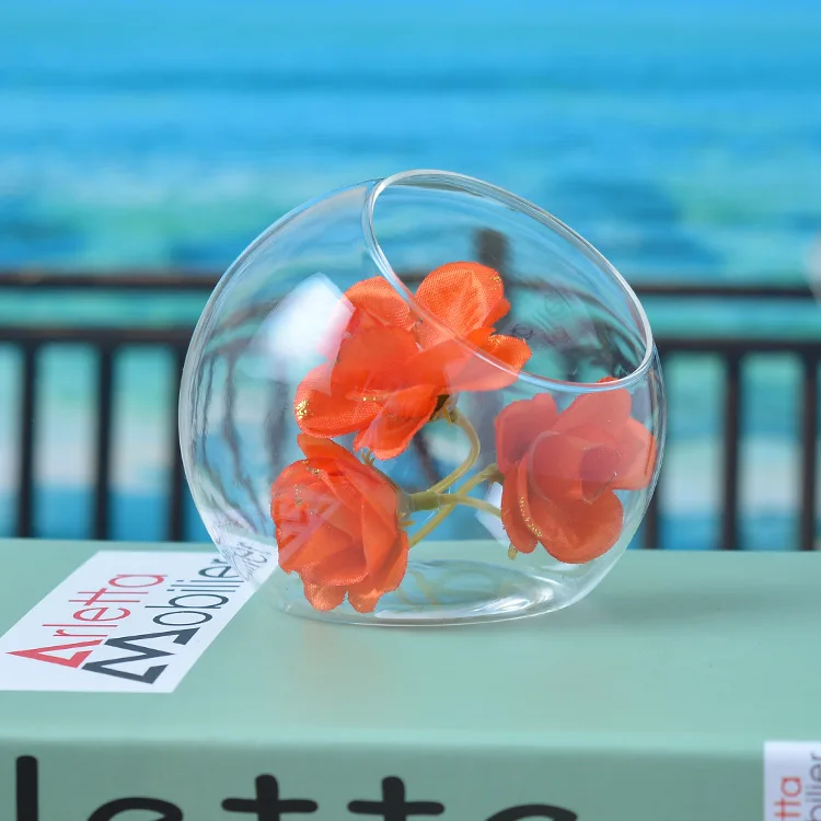 1PC Handmade Glass Flat Vase Flower Vases Home Decor Wedding Decoration ...