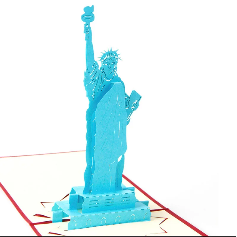 3D Laser Cut Handmade Blue Statue of Liberty Paper Invitation Greeting ...
