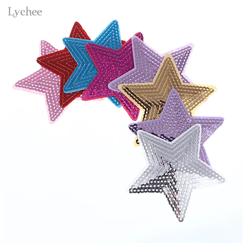 Lychee 10pcs Mixed Color Star Sequins Patches DIY Sew On Patches For Lychee 10pcs Mixed Color Star Sequins Patches DIY Sew On Patches For