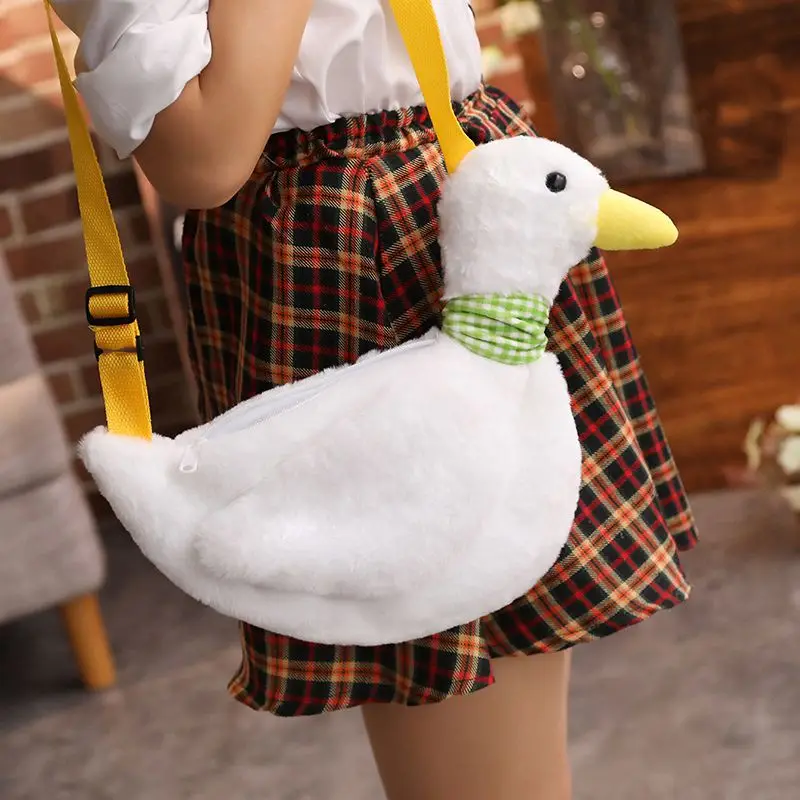 1pc 40cm 2 Patterns Cute Duck toy bag Short plush animal bag doll ...