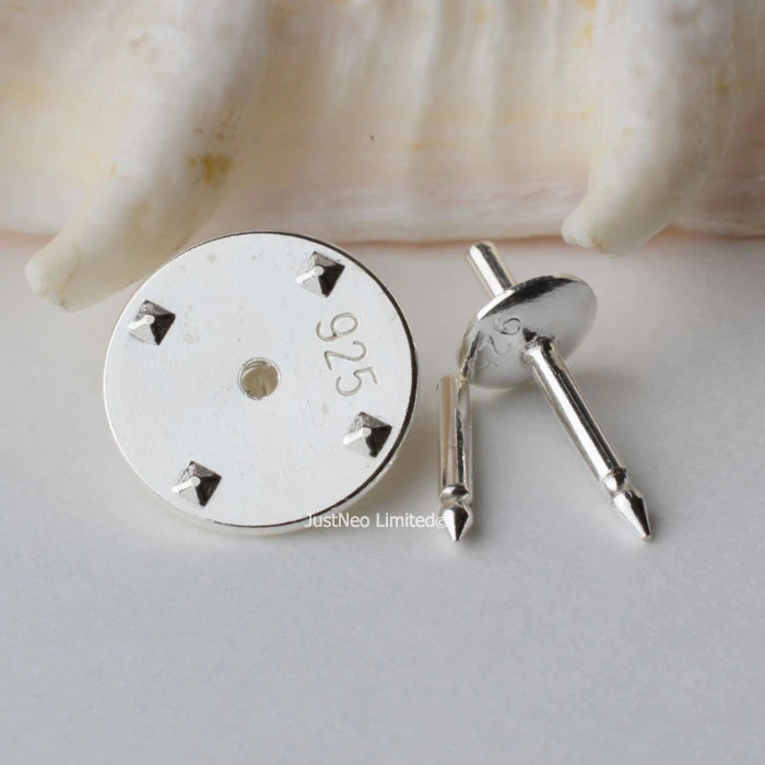 Badge brooch findings,solid 925 sterling silver 10mm grip fastener with ...