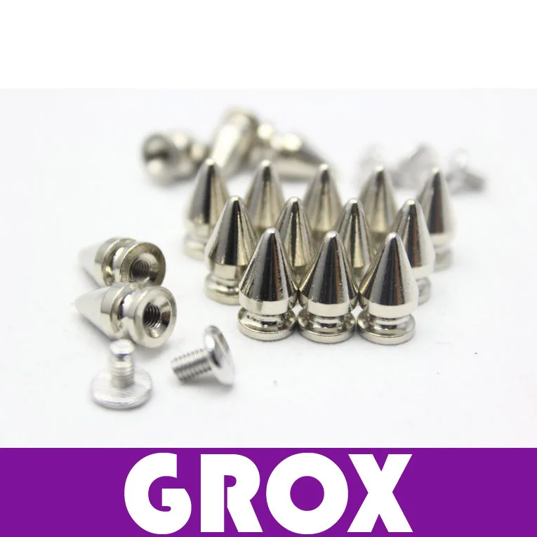 7mm-13mm-Silver-Conical-Metal-Screw-Back-Spike-Studs-Punk-Rock-Rivets ...